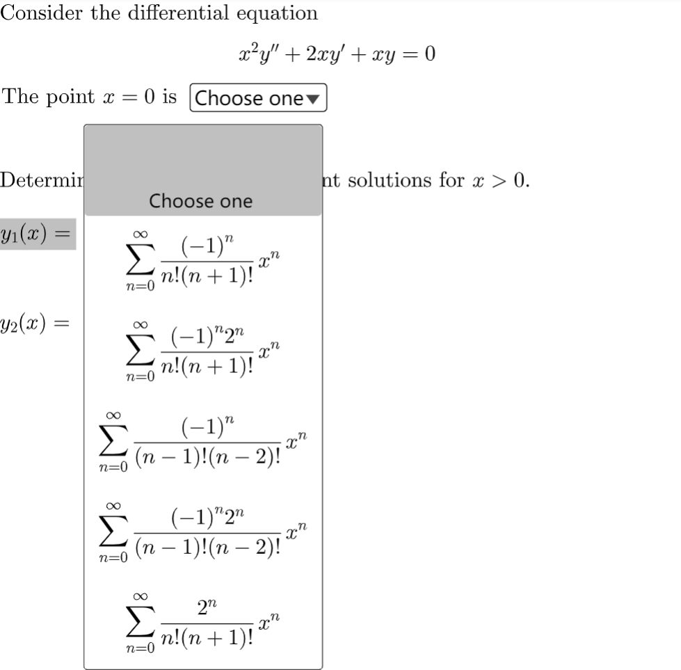 Solved Consider the differential equation x2y′′+2xy′+xy=0 | Chegg.com