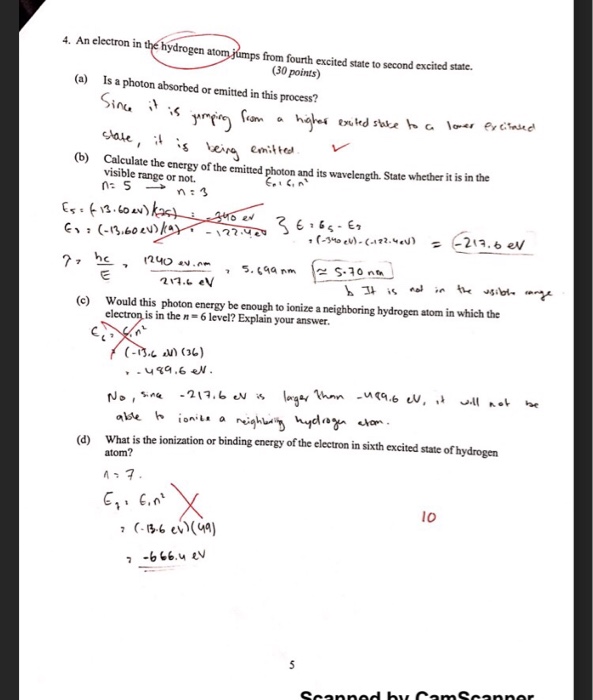 Solved An electron in the hydrogen atom jumps from fourth | Chegg.com