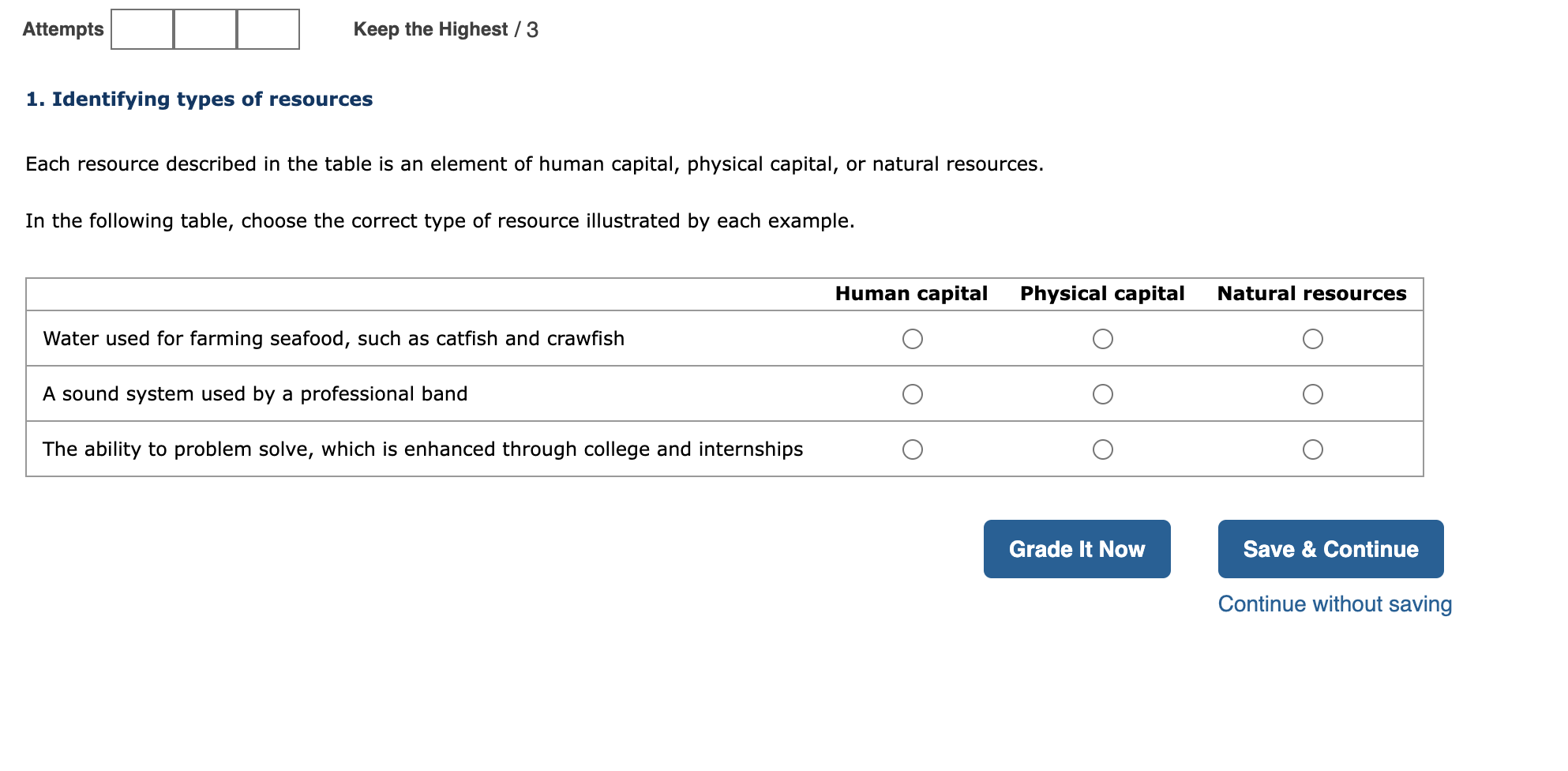 Solved AttemptsKeep the Highest / 3Identifying types of | Chegg.com