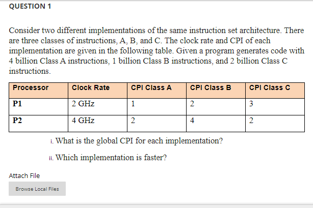 Solved QUESTION 1 Consider two different implementations of | Chegg.com Solved QUESTION 1 Consider two different implementations of | Chegg.com