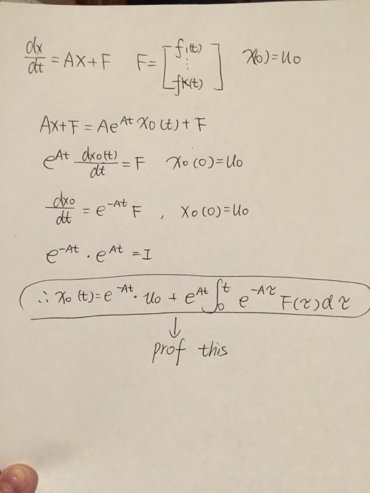 Solved dx/dt = AX + F f = [f_1 (t) f_k (t)] x() = u_0 AX + | Chegg.com