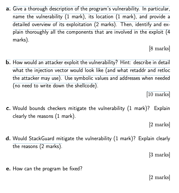 Solved a. Give a thorough description of the program's | Chegg.com
