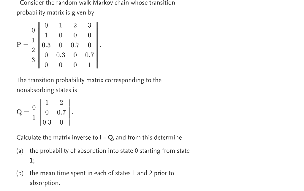 Solved Consider The Random Walk Markov Chain Whose 