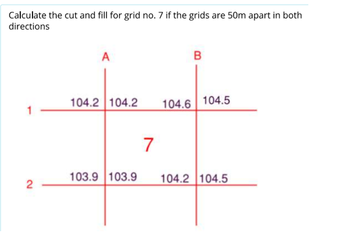 Solved Calculate the cut and fill for grid no. 7 if the | Chegg.com