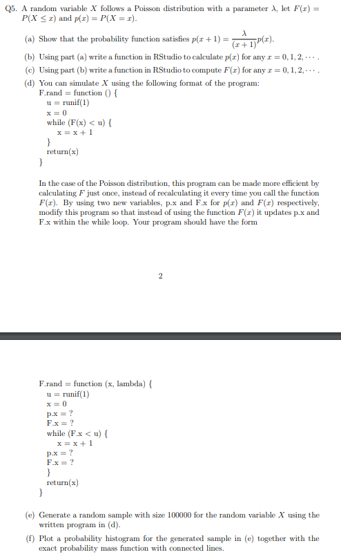 Solved 5. A random variable X follows a Poisson distribution | Chegg.com