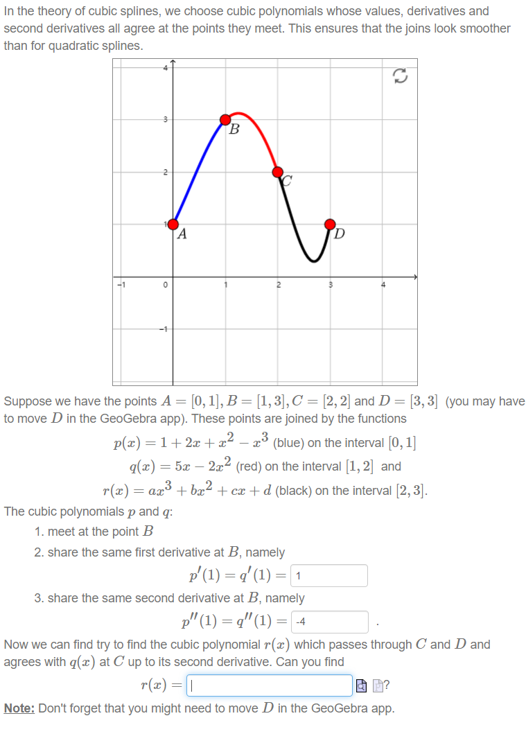 Solved In the theory of cubic splines, we choose cubic | Chegg.com