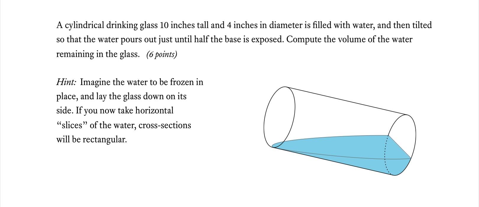 Solved Calculate the volume of the water remaining in the | Chegg.com
