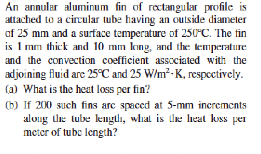 Solved An annular aluminum fin of rectangular profile is | Chegg.com
