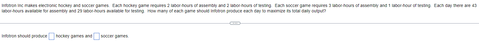 Solved labor-hours available for assembly and 29 labor-hours | Chegg.com