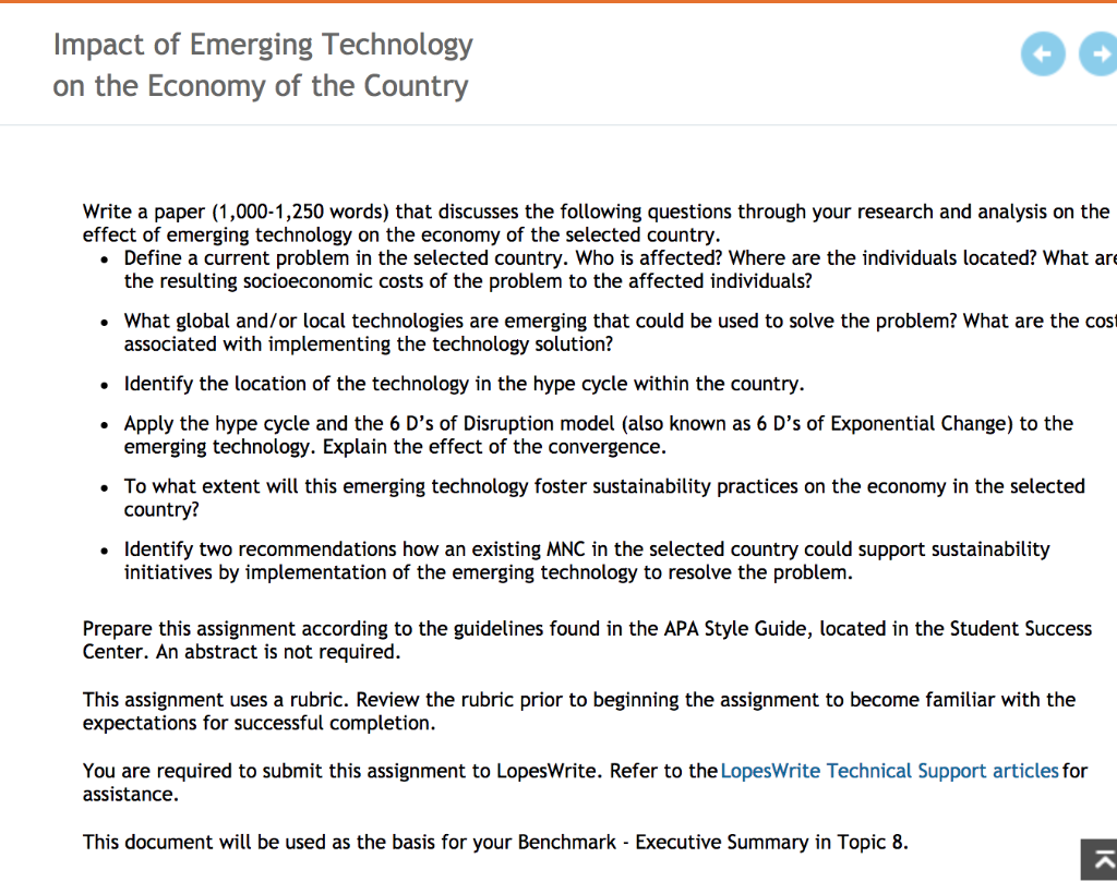 Impact of Emerging Technology on the Economy of the | Chegg.com