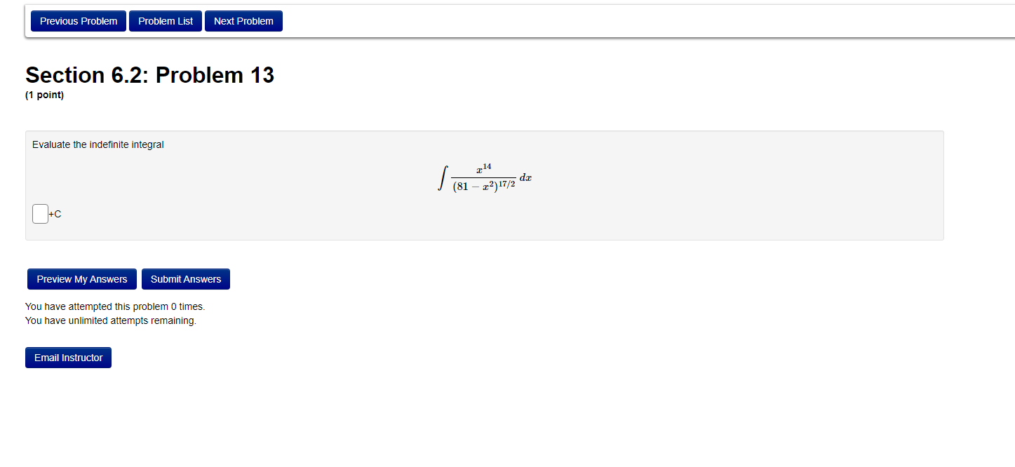 Solved Previous Problem Problem List Next Problem Section 