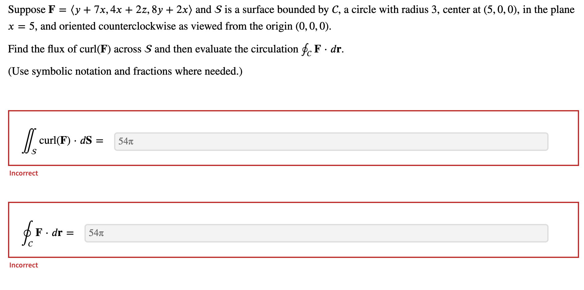 Solved Suppose F= y+7x,4x+2z,8y+2x and S is a surface | Chegg.com