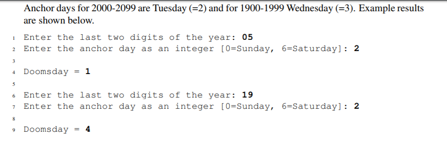 Solved A year's Doomsday is given by the equation | Chegg.com