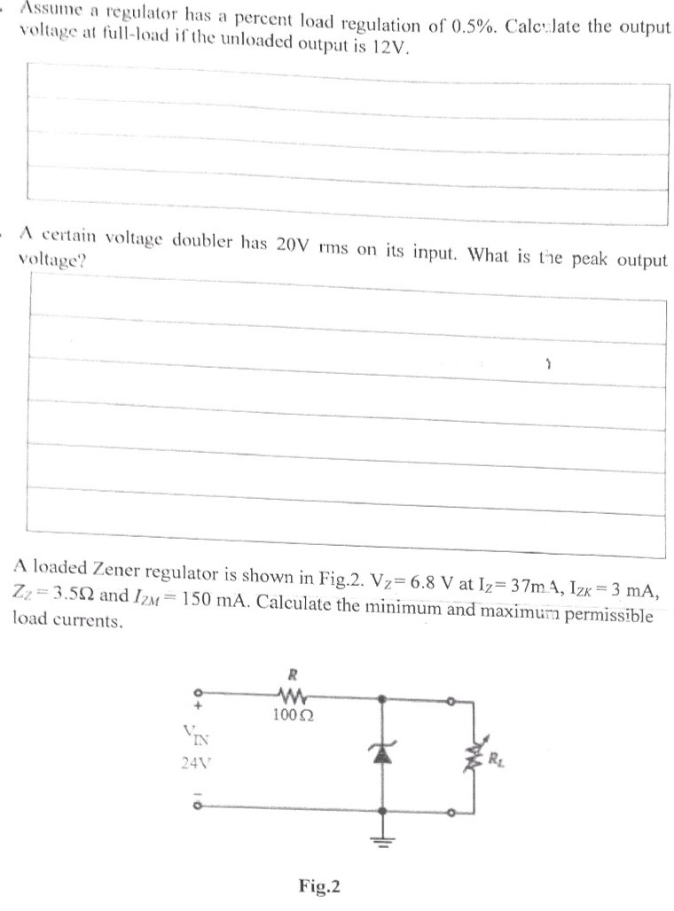 Solved Assume a regulator has a percent load regulation of | Chegg.com