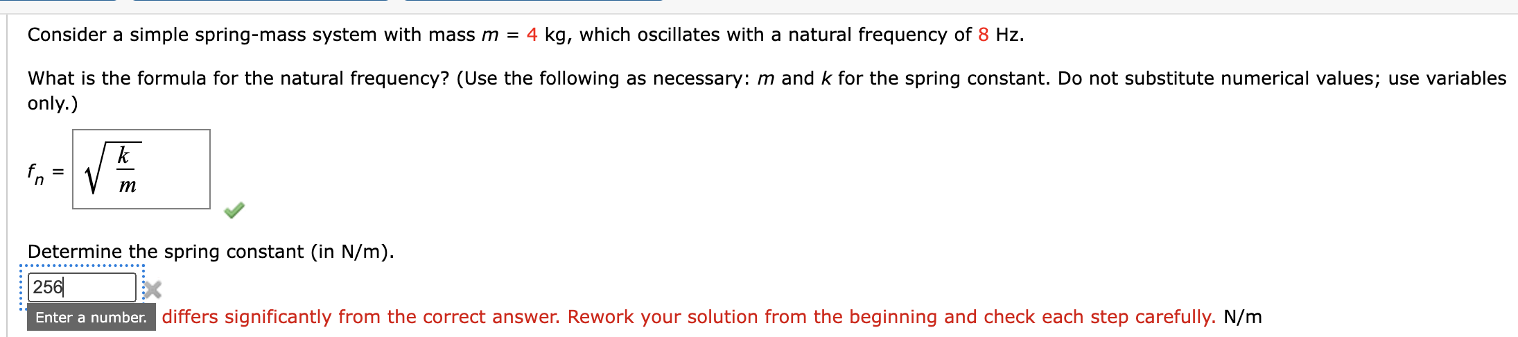 Solved Consider a simple spring-mass system with mass m=4 | Chegg.com