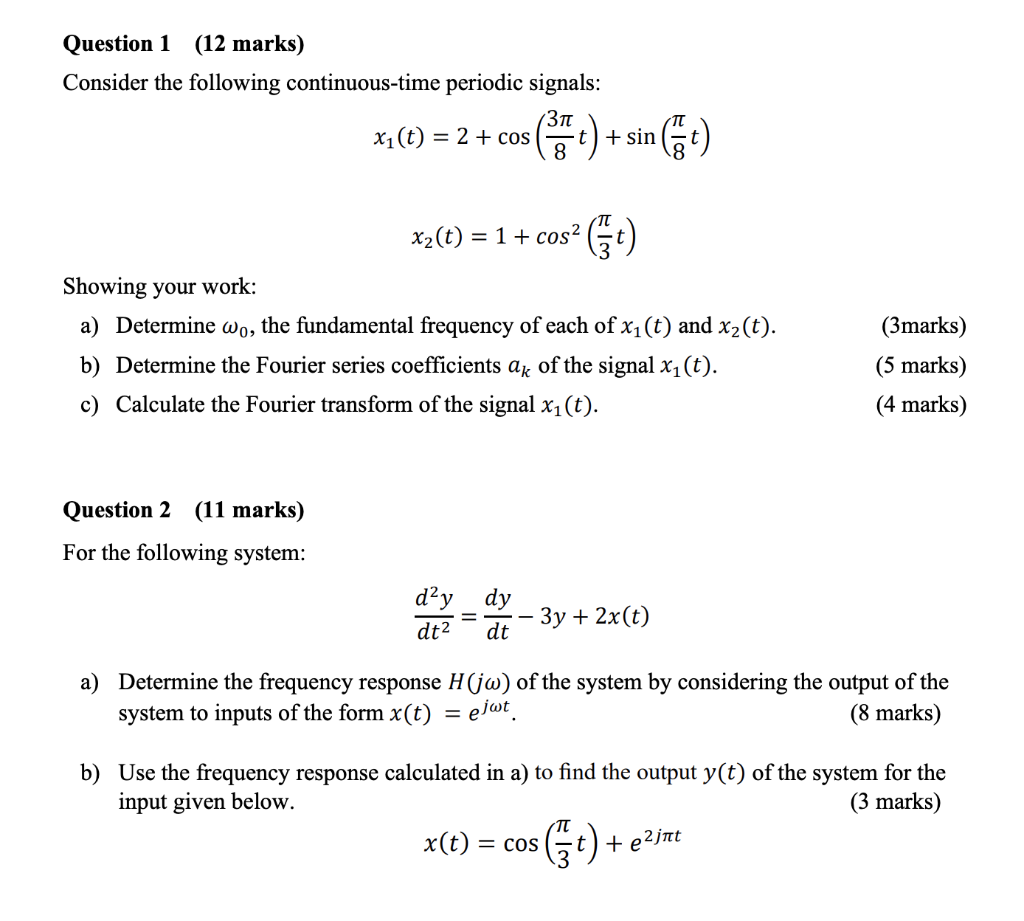 Solved Question 1 (12 marks) Consider the following | Chegg.com