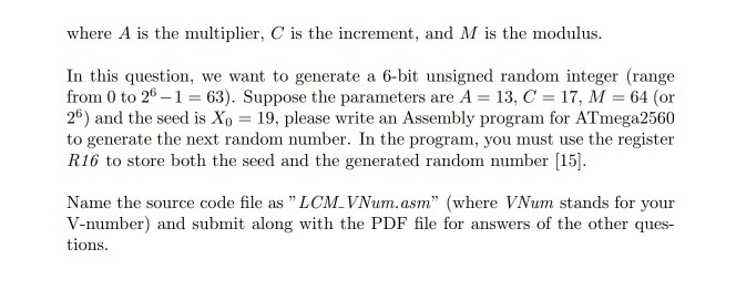 Question 5 In computer simulation, LCM (Linear | Chegg.com