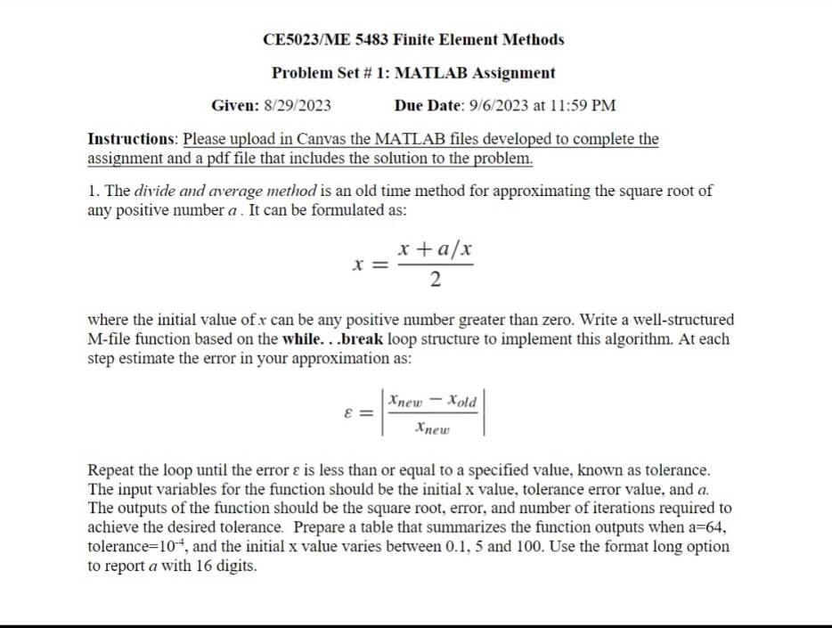 Instructions: Please upload in Canvas the MATLAB | Chegg.com