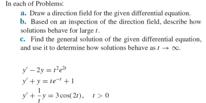 Solved In each of Problems a. Draw a direction field for the | Chegg.com
