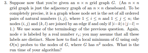 Solved 3 Suppose now that you're given an n × n grid graph G | Chegg.com