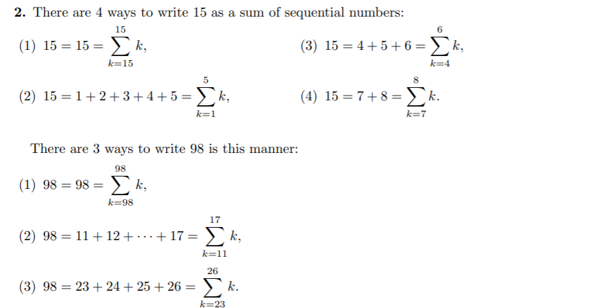 6 2. There are 4 ways to write 15 as a sum of | Chegg.com