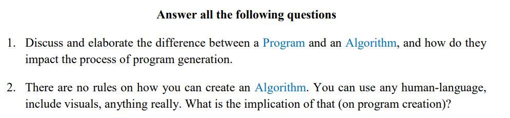 Solved Answer all the following questions 1. Discuss and | Chegg.com
