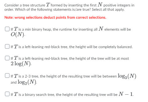 Solved Consider a tree structure T formed by inserting the | Chegg.com