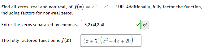 Solved Find all zeros, real and non-real, of f(x)=x3+x2+100. | Chegg.com