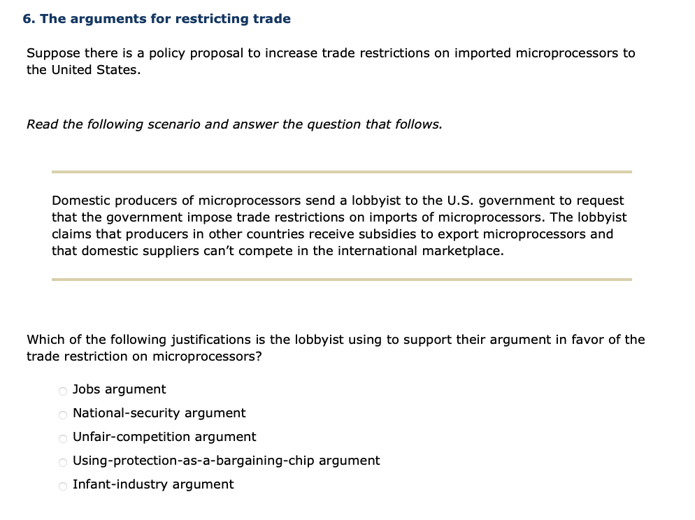 Solved The arguments for restricting tradeSuppose there is a | Chegg.com