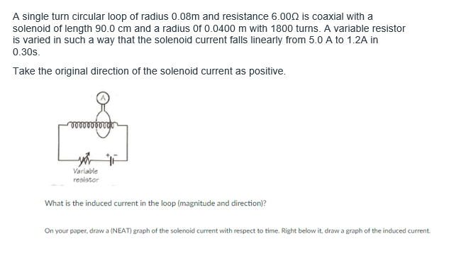 Solved A single turn circular loop of radius 0.08m and | Chegg.com