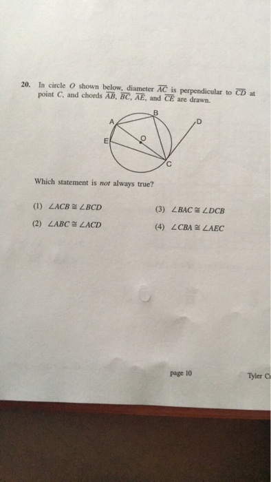 Solved 20. In circle O shown below, diameter AC is | Chegg.com