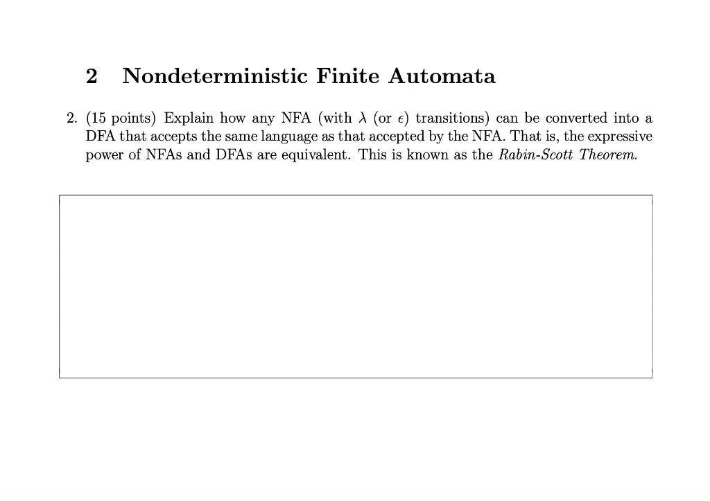 Solved 2 Nondeterministic Finite Automata 2. (15 points) | Chegg.com