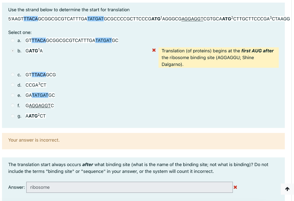 Solved Use the strand below to determine the start for | Chegg.com