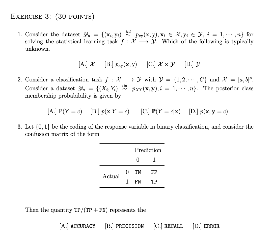Solved 1. Consider the dataset | Chegg.com
