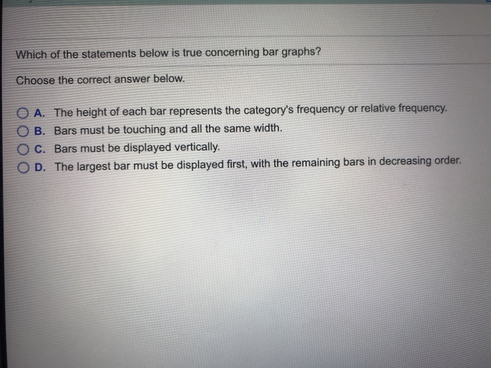 Solved Which of the statements below is true concerning bar | Chegg.com