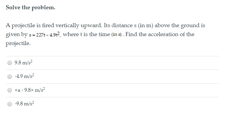 Solved A projectile is fired vertically upward. Its distance | Chegg.com