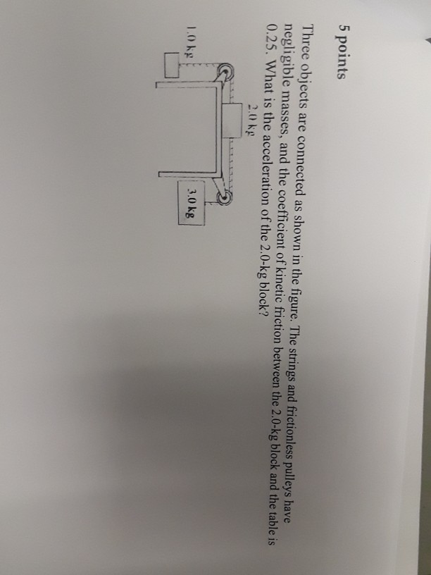 Solved 5 points Three objects are connected as shown in the | Chegg.com