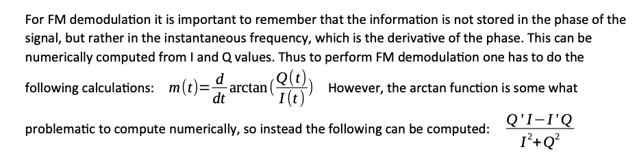 FM demodulation of IQ signals As it was explained in | Chegg.com