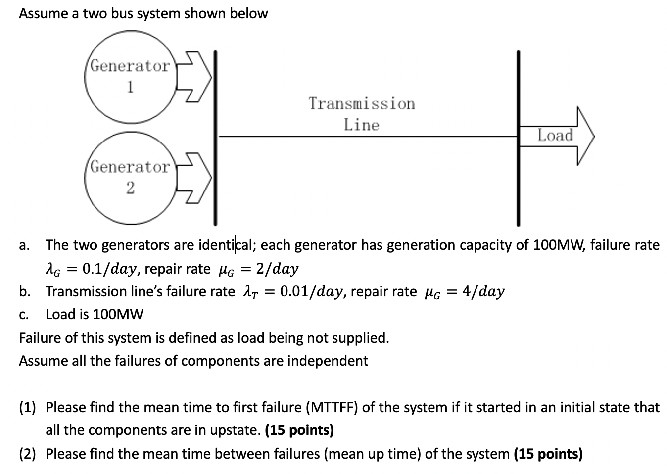 Assume a two bus system shown below Generator 1 | Chegg.com