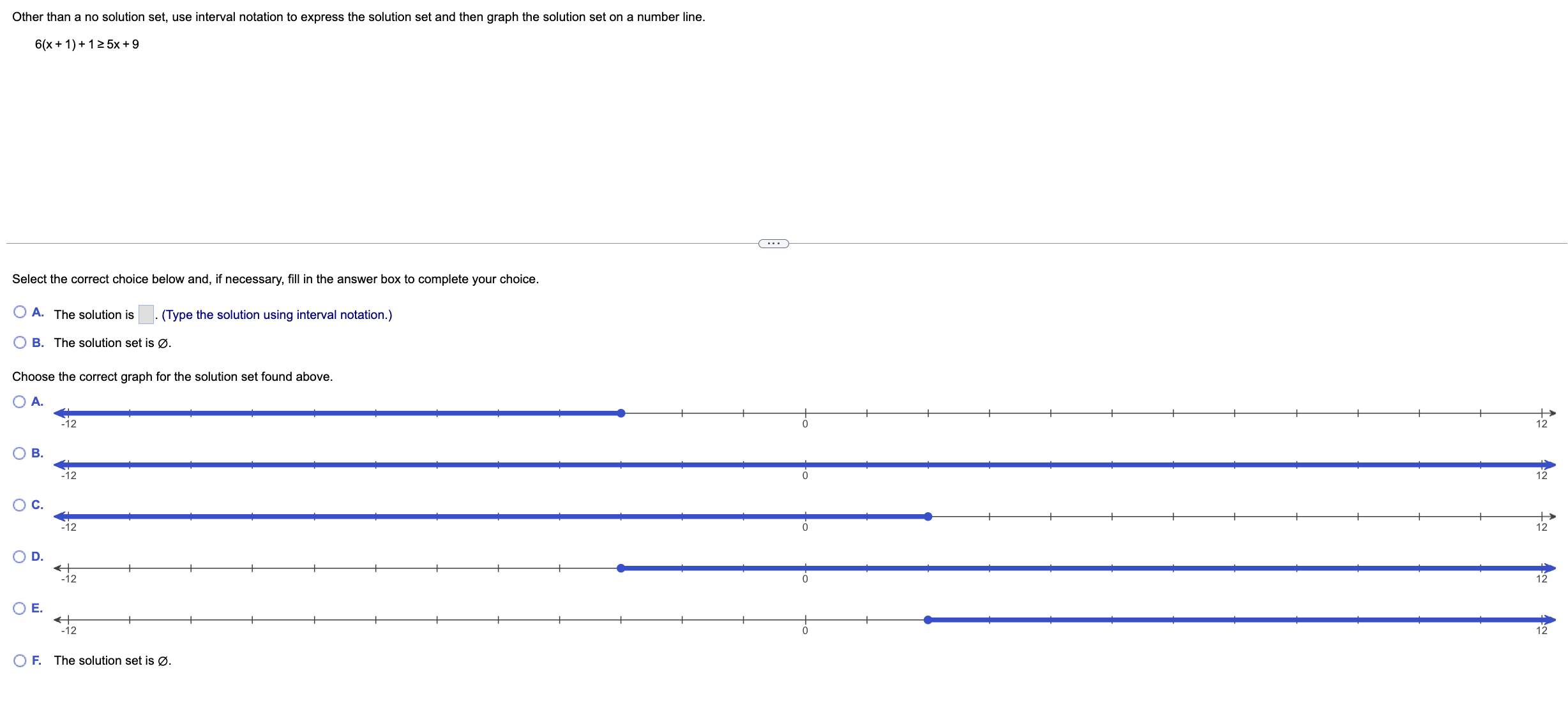 Other than a no solution set, use interval notation | Chegg.com