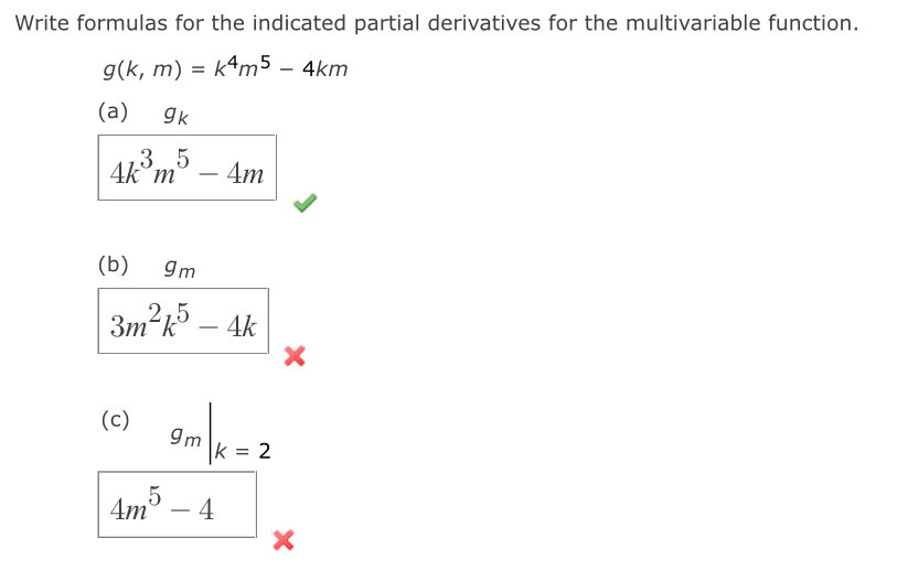 Solved Write formulas for the indicated partial derivatives | Chegg.com