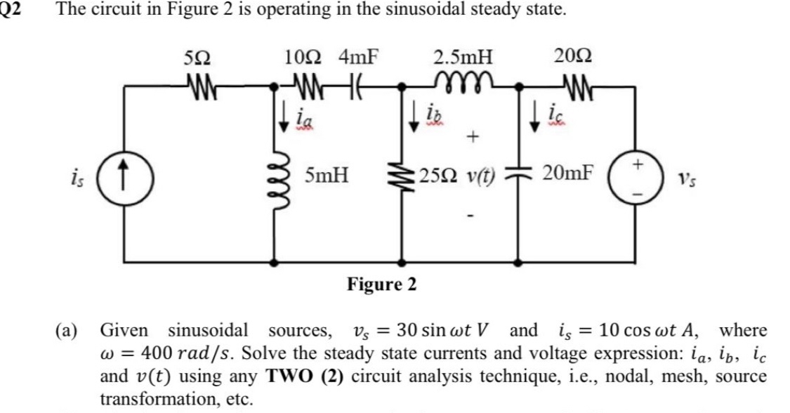 Solved helpQ2 ﻿The circuit in Figure 2 ﻿is operating in the | Chegg.com