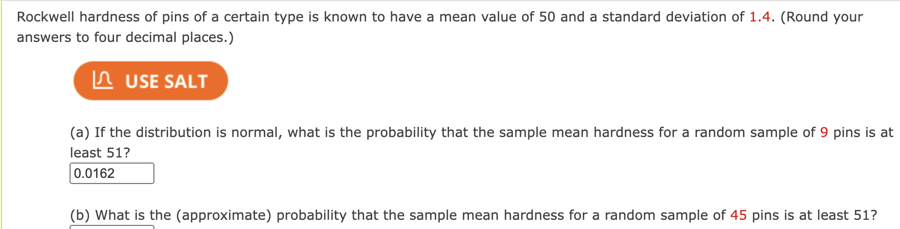 Solved Rockwell hardness of pins of a certain type is known | Chegg.com