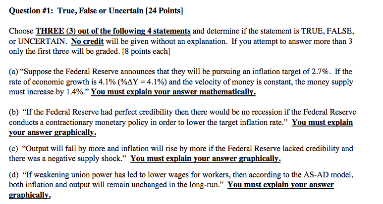 Solved Choose THREE (3) out of the following 4 statements | Chegg.com