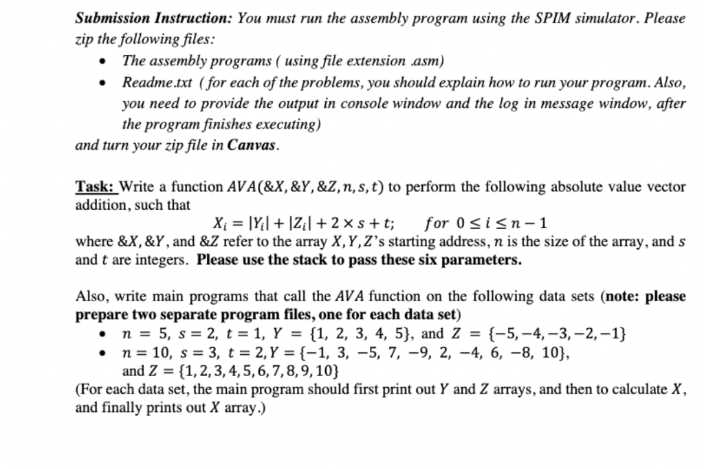 Solved Submission Instruction: You must run the assembly | Chegg.com