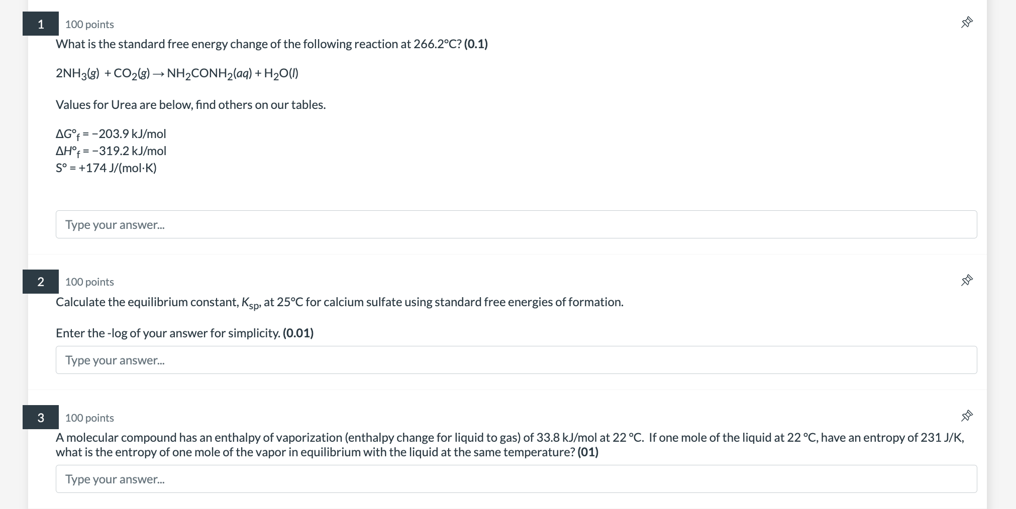 Solved 2NH3(g)+CO2(g)→NH2CONH2(aq)+H2O(I) Values for Urea | Chegg.com