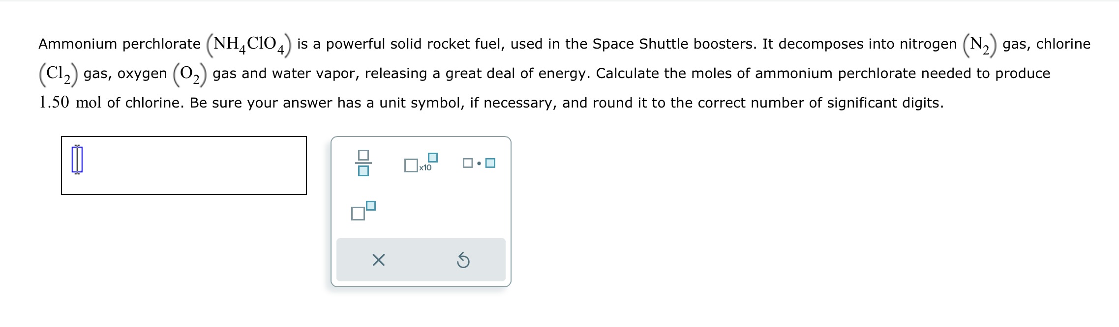 Solved Ammonium perchlorate (NH4ClO4) is a powerful solid | Chegg.com