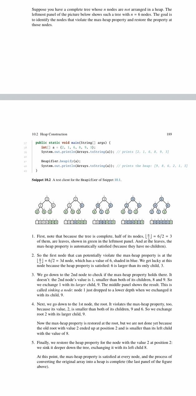 Solved 10.2.3 The heapify Procedure Builds the max-heap The | Chegg.com