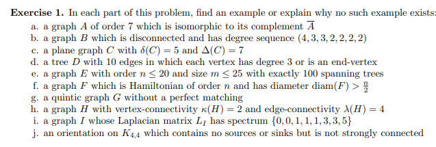 Solved Exercise 1. In each part of this problem, find an | Chegg.com
