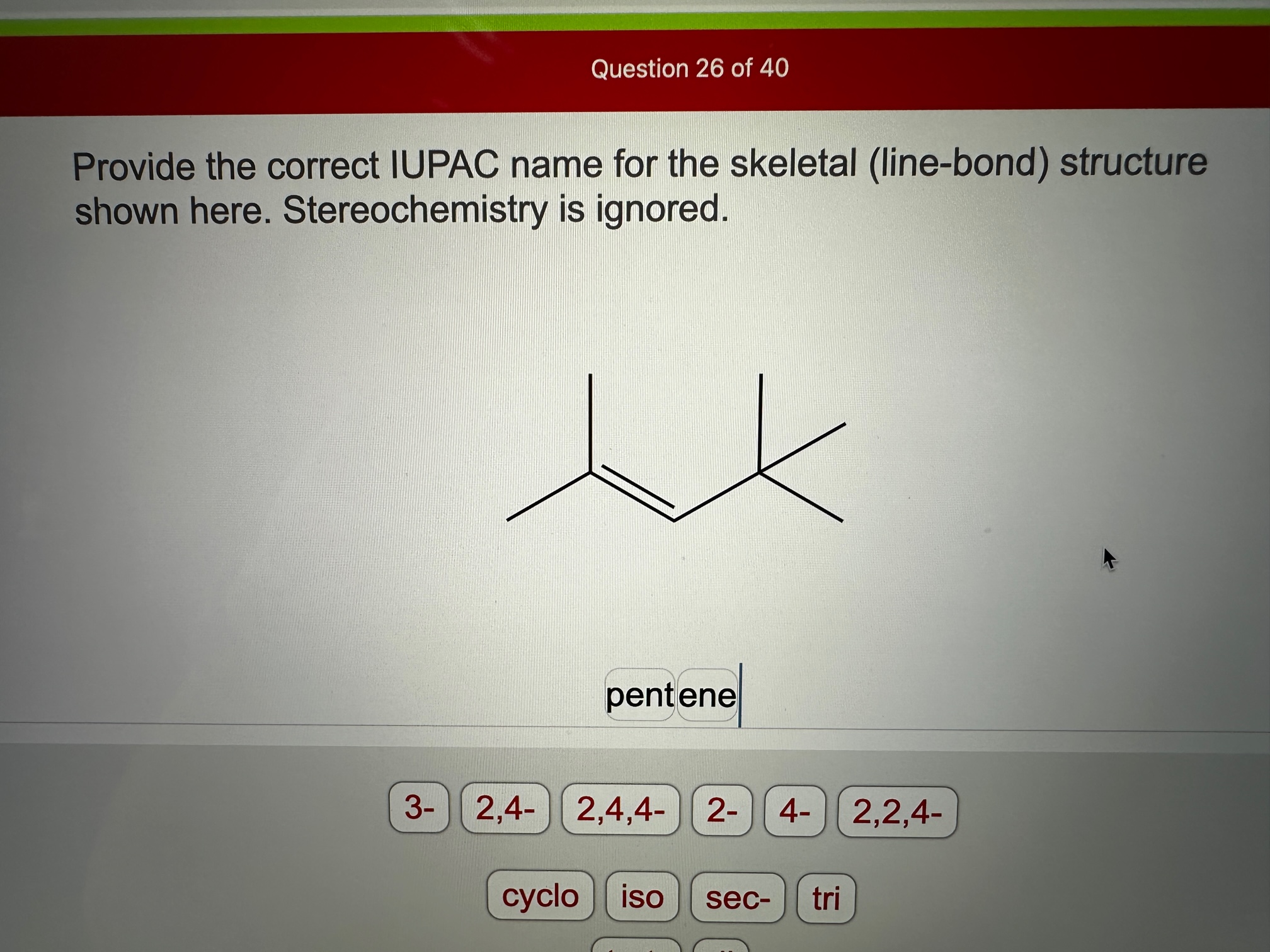 Solved Provide the correct IUPAC name for the skeletal | Chegg.com